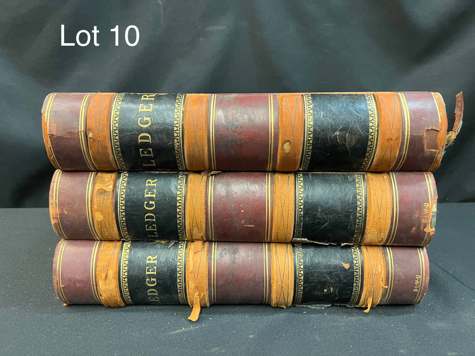 Lot Of Antique Early 20th Century Leather Ledger Books Auction