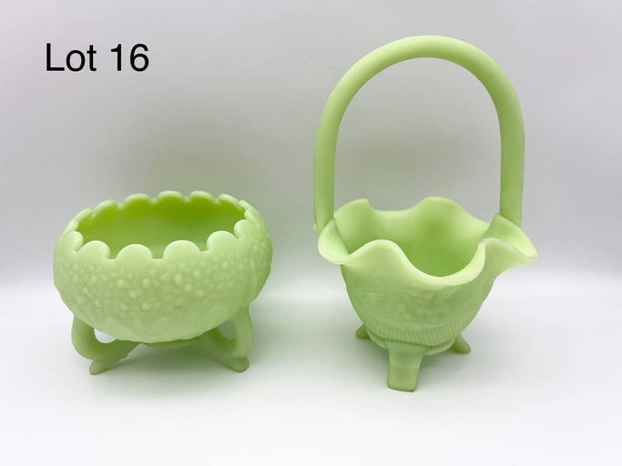 Lot Of Fenton Uranium Satin Glass