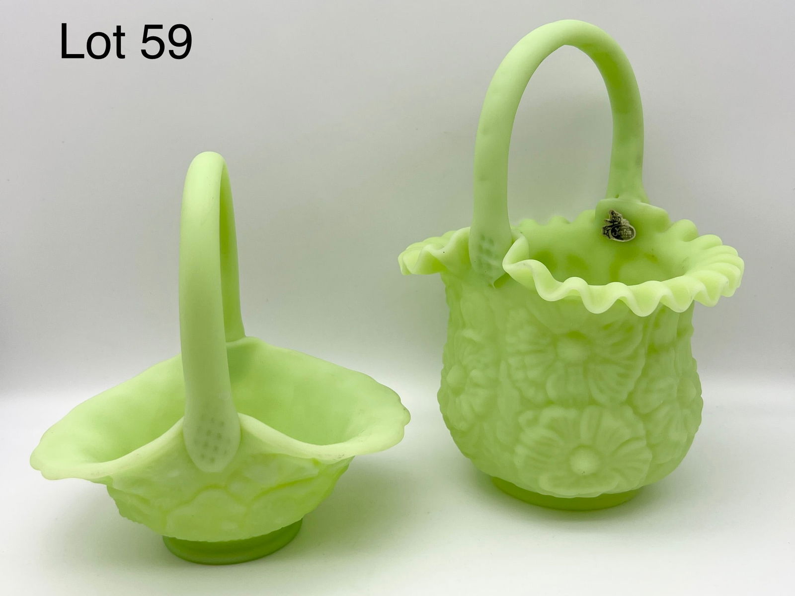 Fenton Uranium Satin Glass Duo