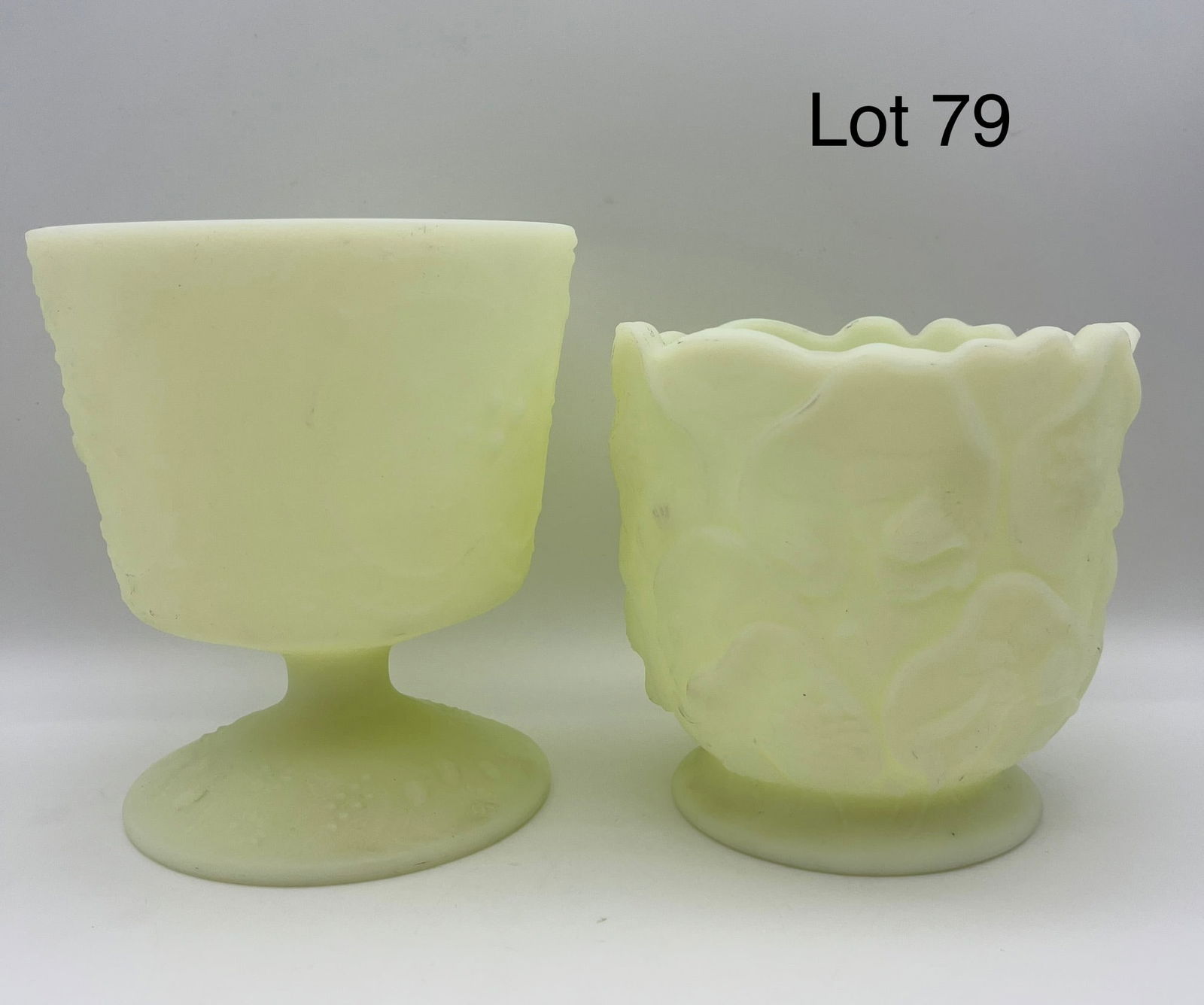 Pair Of Fenton Custard Satin Glass Planters