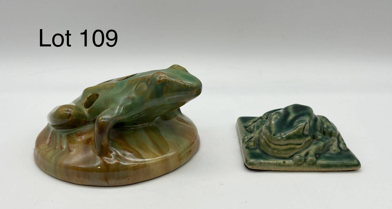 Duo Of Vintage Art Pottery Frogs By Fulper And Pewabic Auction