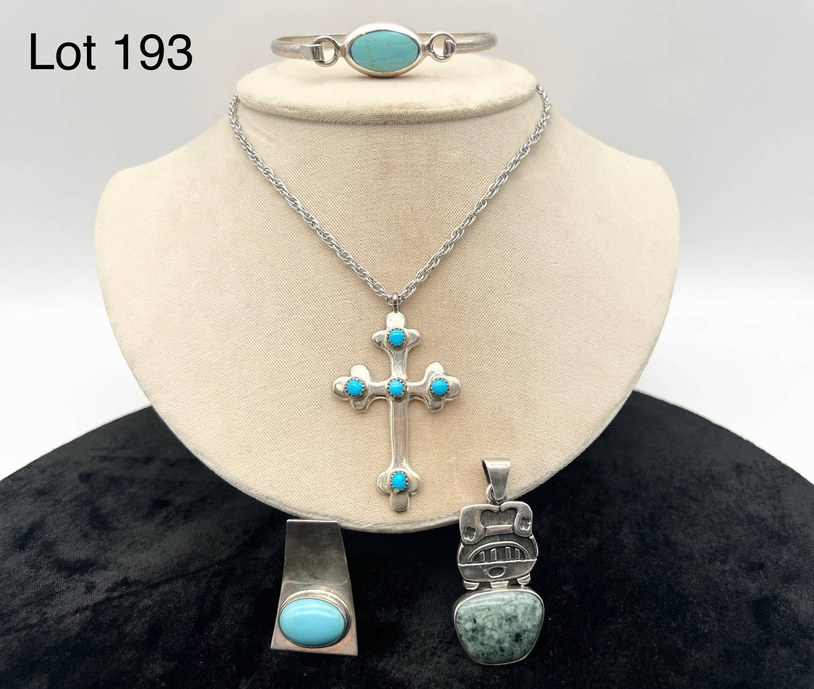 Collection Of Sterling Silver Jewelry Featuring Turquoise Auction