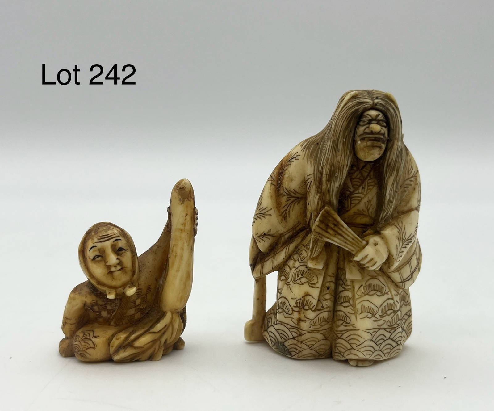 Pair Of 19th C. Japanese Ivory Netsuke Auction