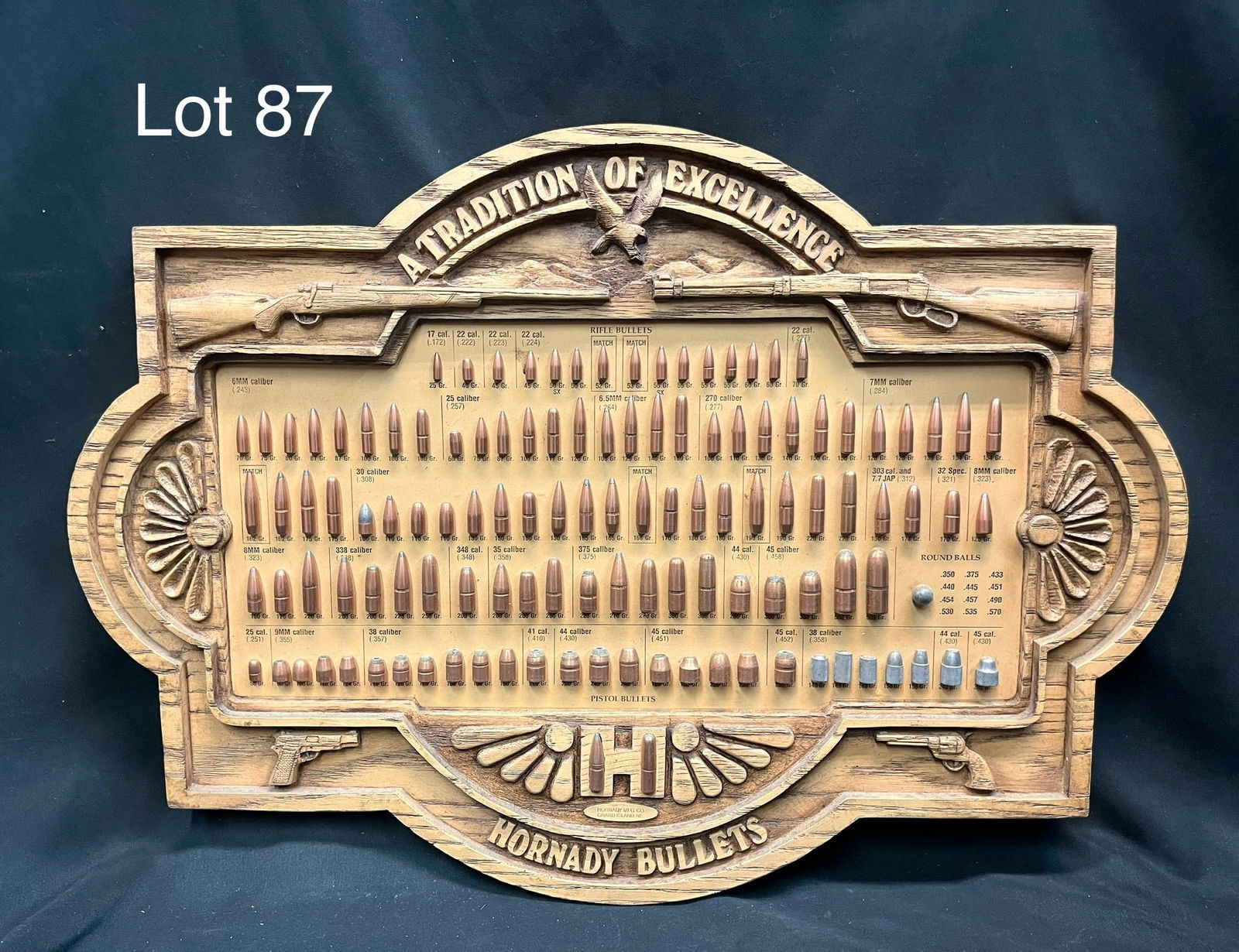 Vintage Hornady Bullet Display Board Auction
