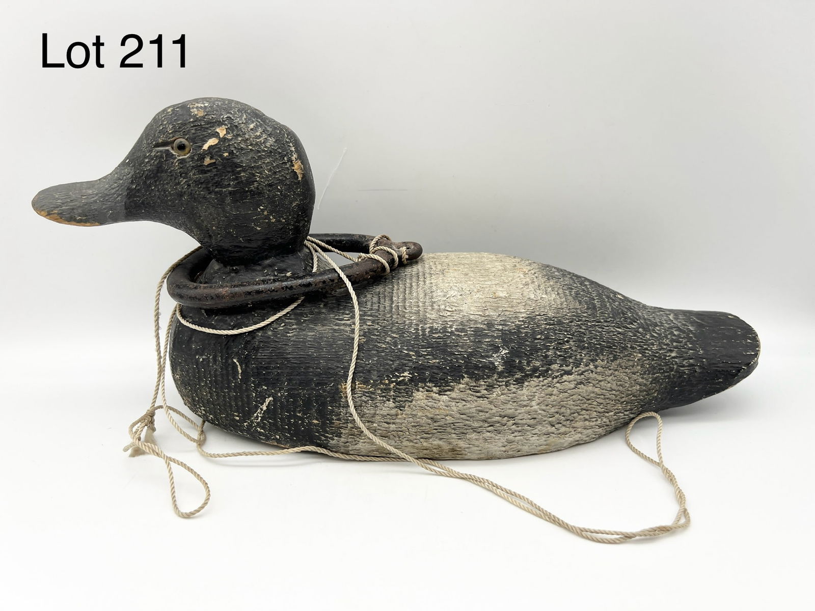 A Greater Scaup Drake Decoy. Measures 14" Long And Has A Weight Around ...