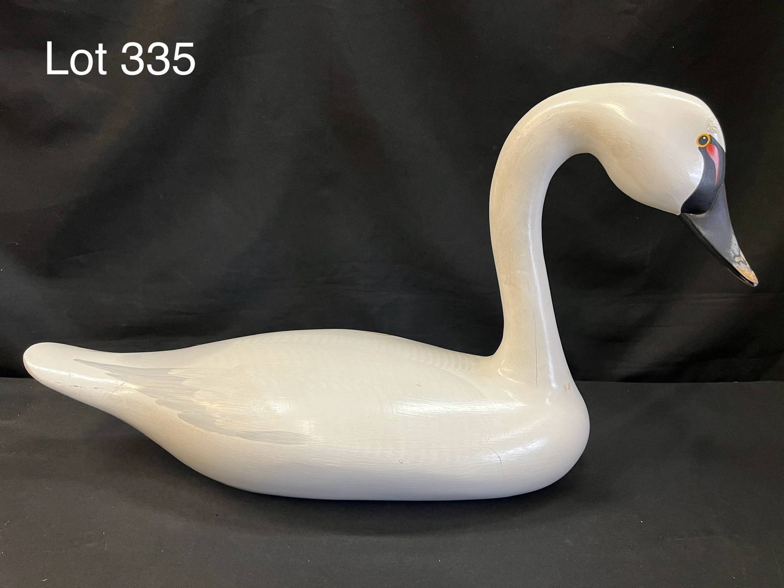 A Carved Wood Swan Decoy Made By Joey Jobes. Dated 1995 And Signed On ...