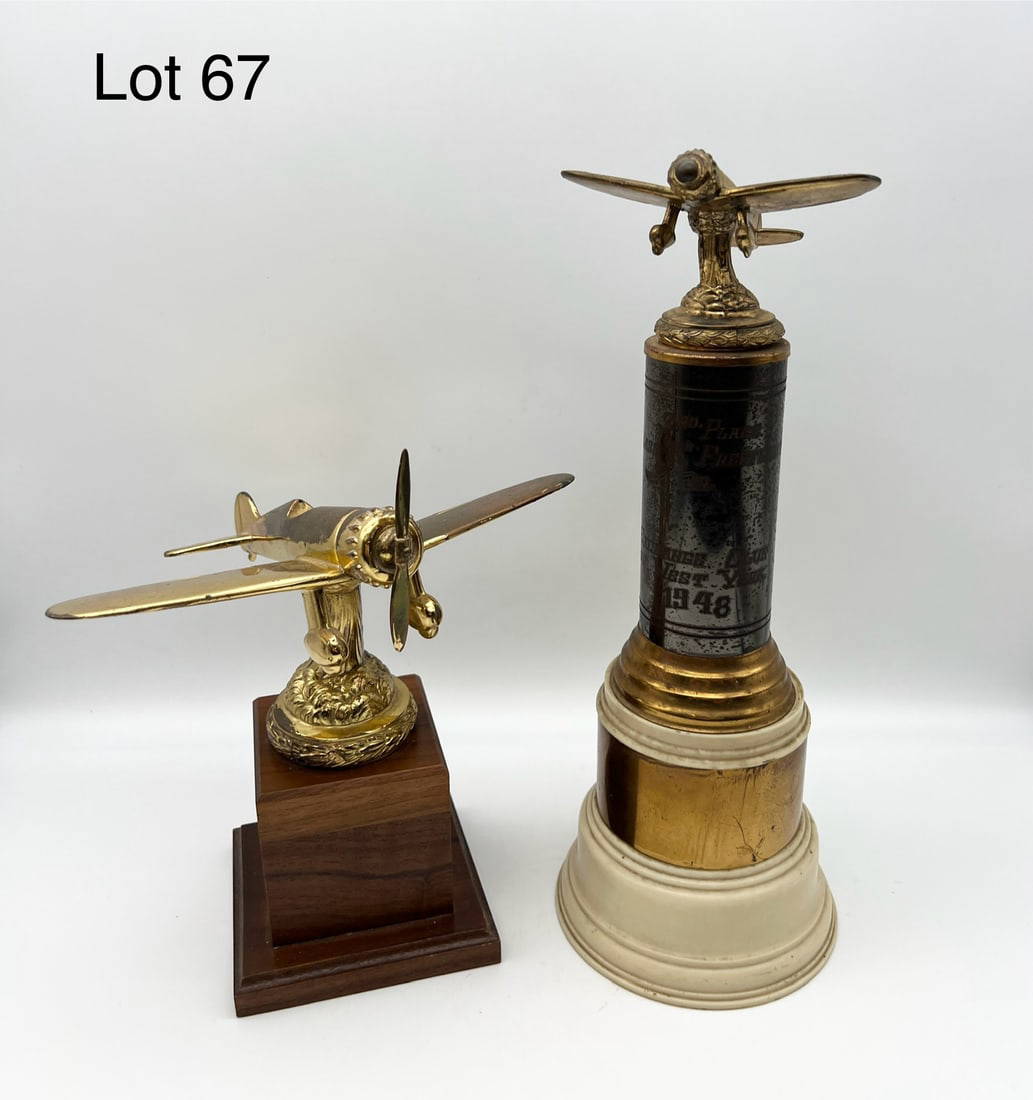 Duo Of Vintage Airplane Trophies Auction