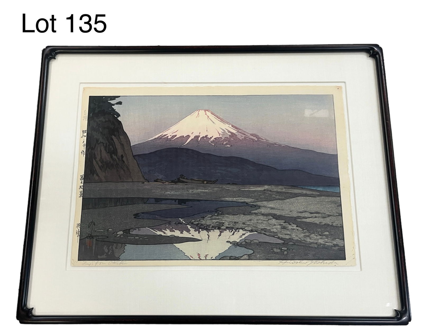 Signed Woodblock Print Titled "fujiyama From Okitsu" By Hiroshi Yoshida ...