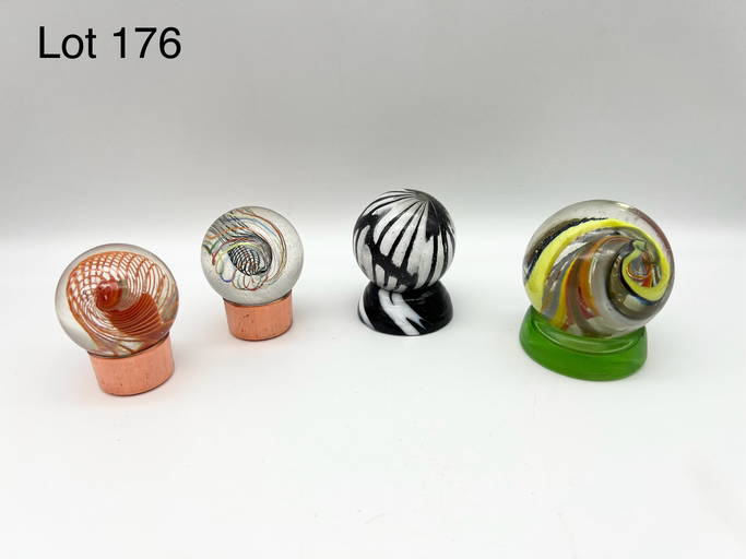 Group Of Studio Made Custom Art Glass Marbles Including Davis Glass