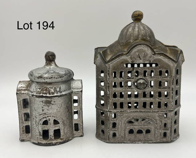 Pair Of Antique Cast Iron Coin Banks