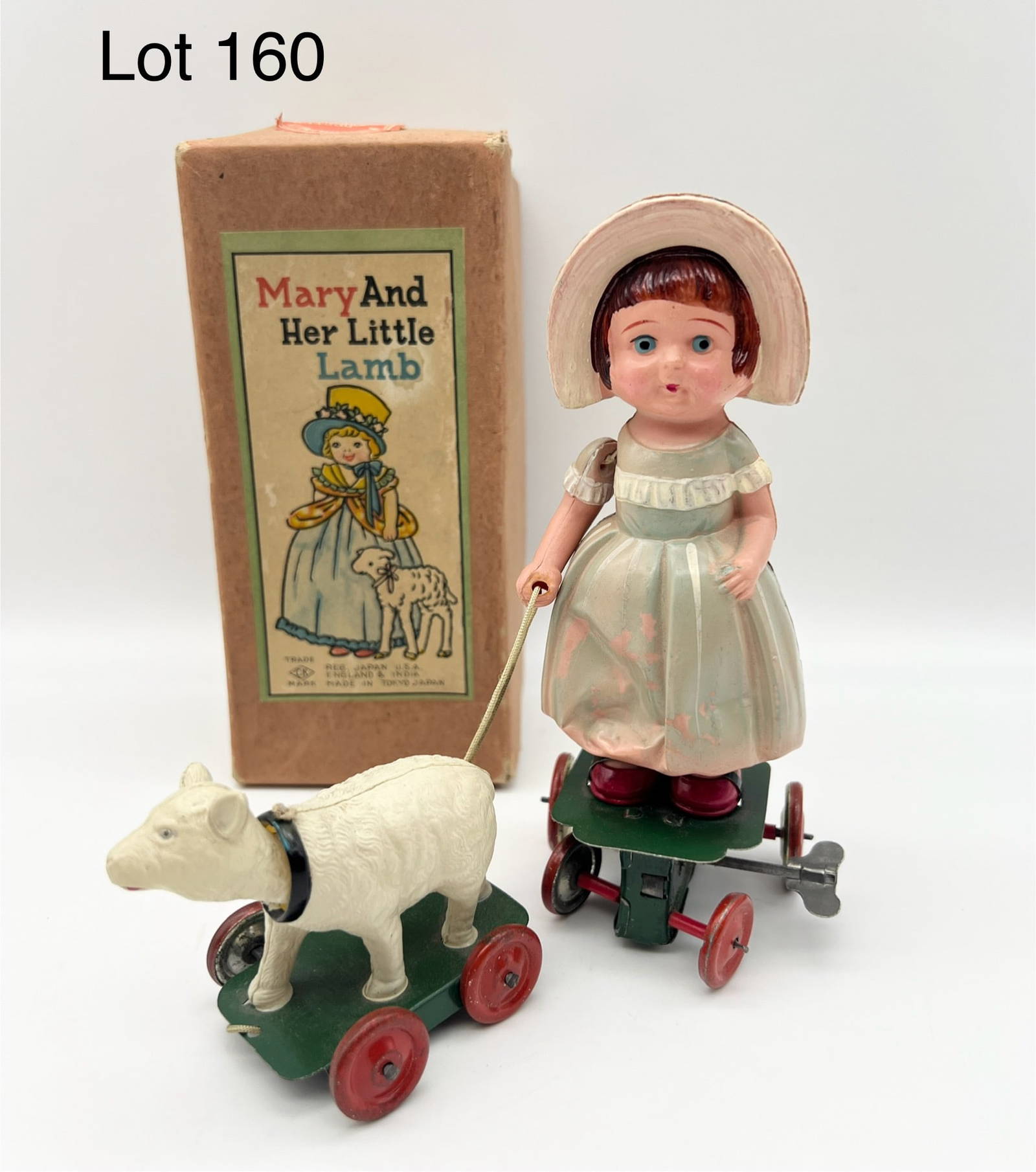 1930s Ck Toys Celluloid Wind Up "mary And Her Little Lamb" Toy In ...