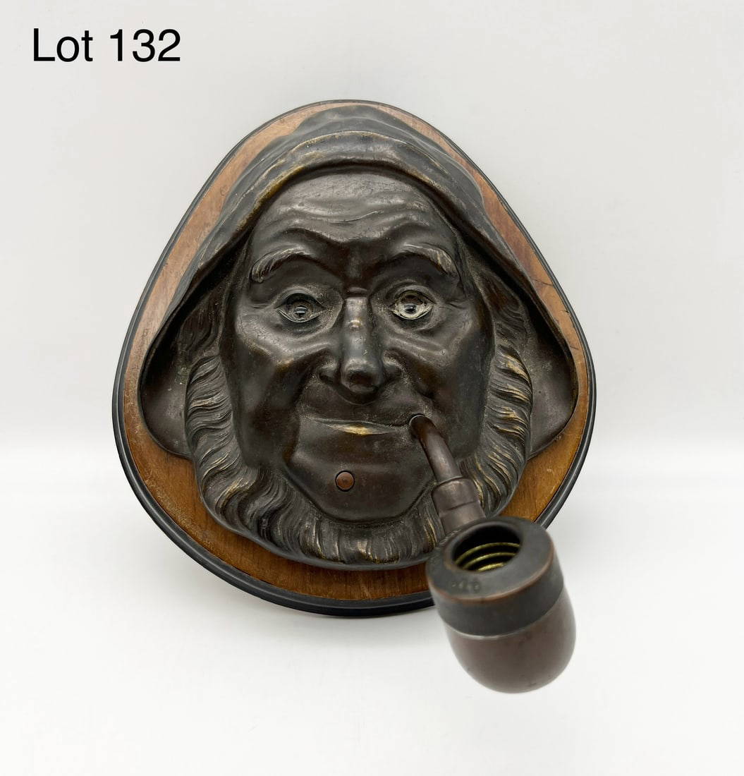 Wall Mount Bronze Ships Captain Cigar Lighter Auction