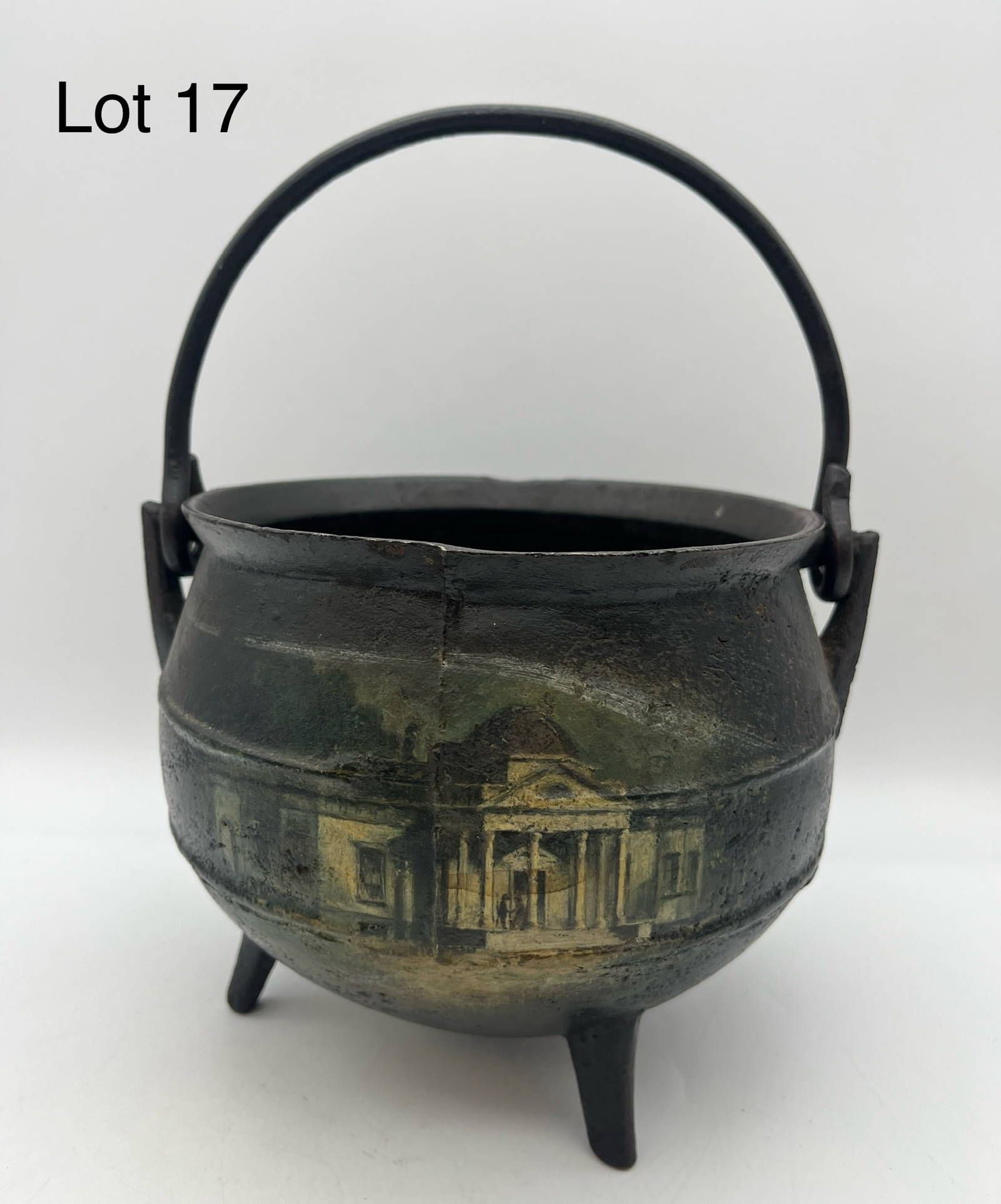 Cast Iron Cauldron With Painted Images Of Thomas Jefferson, Martha ...