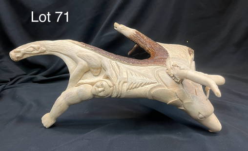 Carved Moose Antler Display Auction
