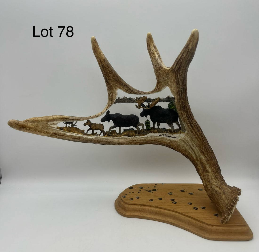 Carved Moose Antler Display Auction