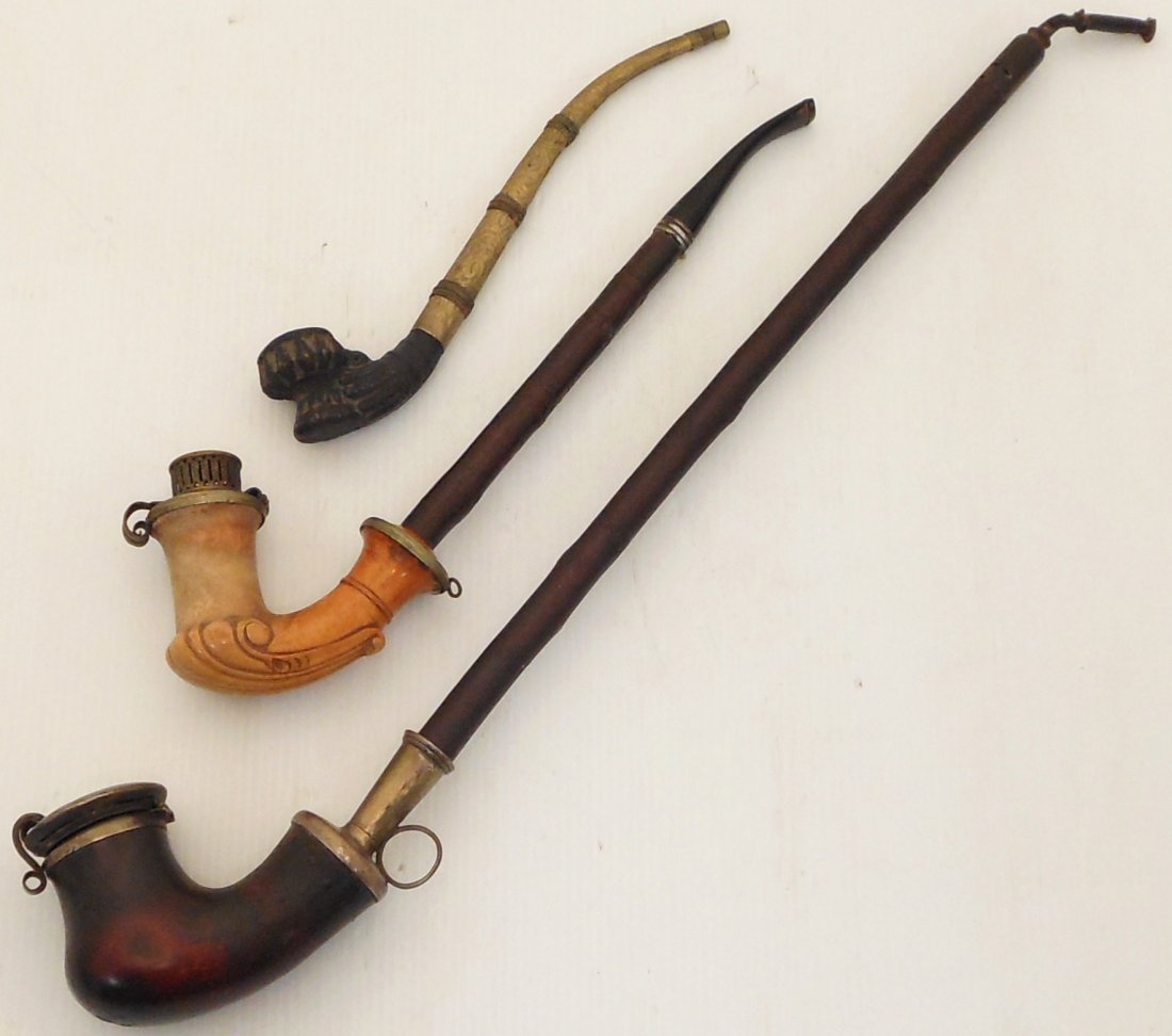 Vintage Black Forest Style Smoking Pipes