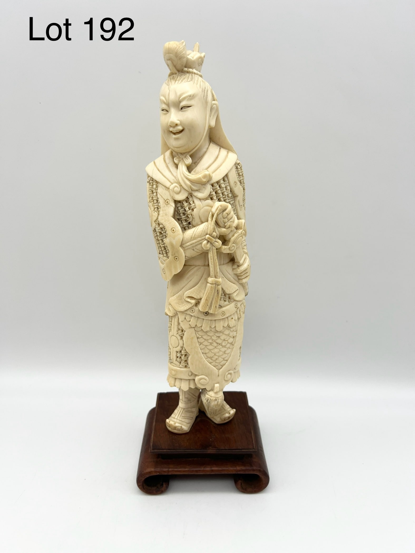 Chinese 19th C Carved Ivory Statue Of A Warrior Auction