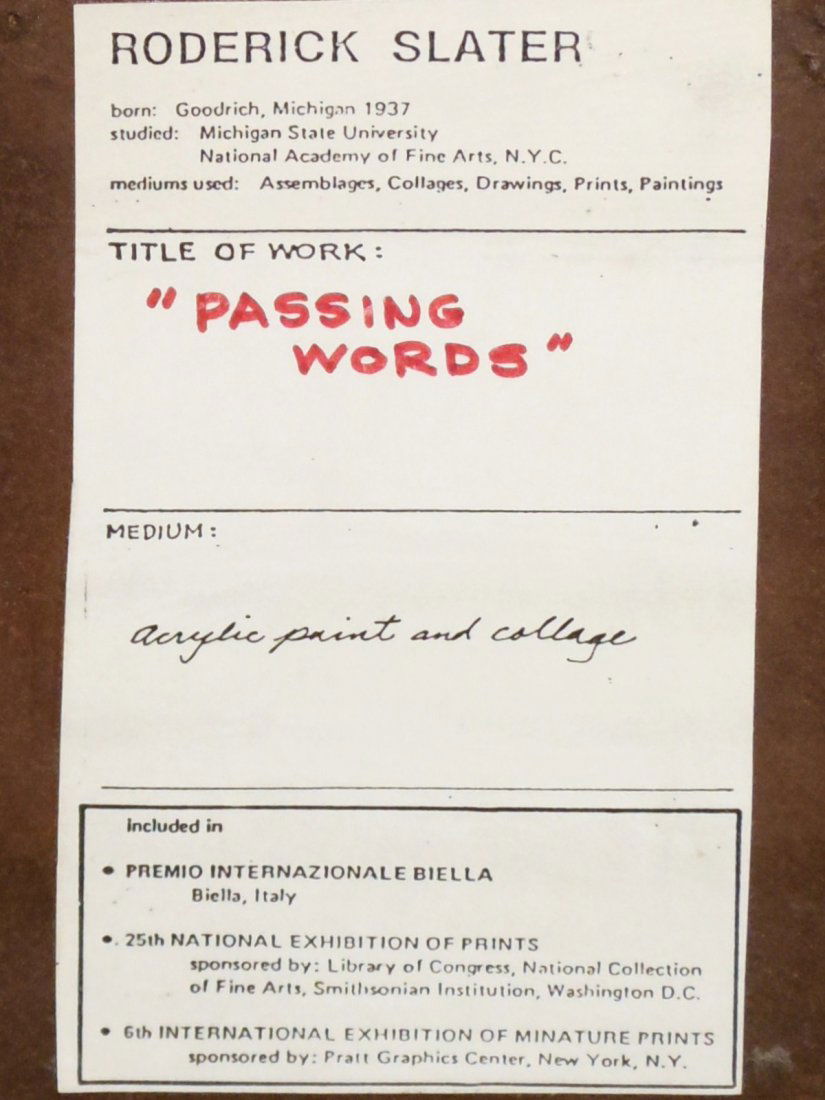 Framed Collage Roderick Slater "Passing Words" - Jan 09, 2013 | Embassy ...