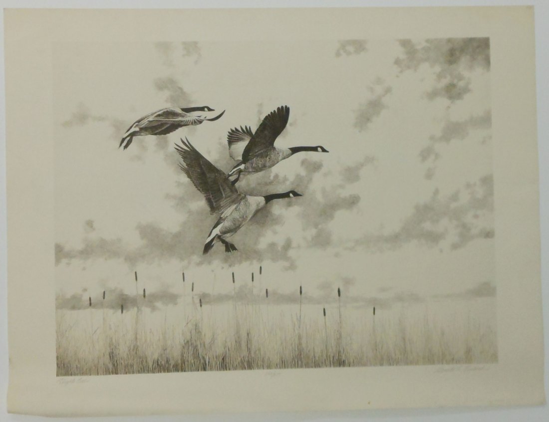 Gerald Lubeck Lithograph 'Flights End'