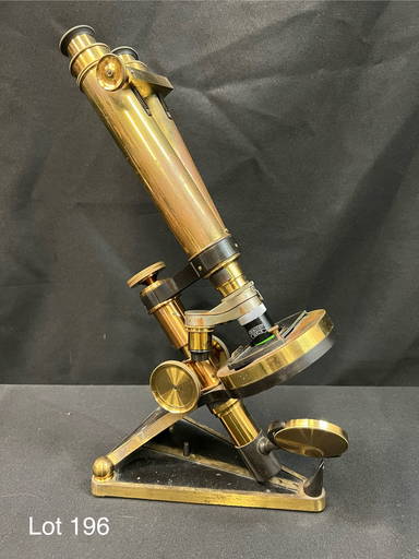 Impressive 1860's R & J Beck Wenham Brass Binocular Microscope
