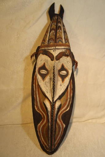 Wood & Sea Shell Ptd Mask, Papua New Guinea
