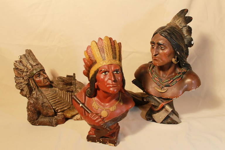 3 Native American Chalkware Pieces
