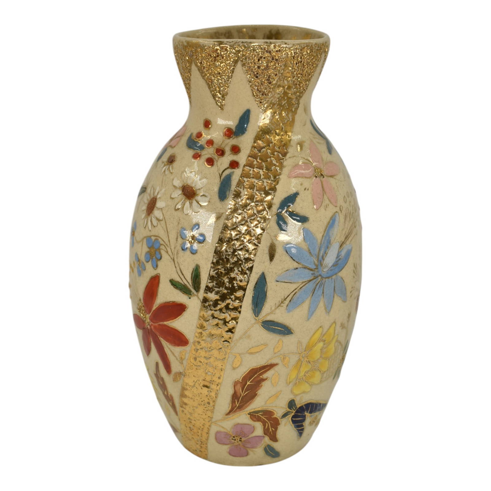 William Dell 1890s Hungarian Faience Art Pottery Gold Floral Ceramic ...