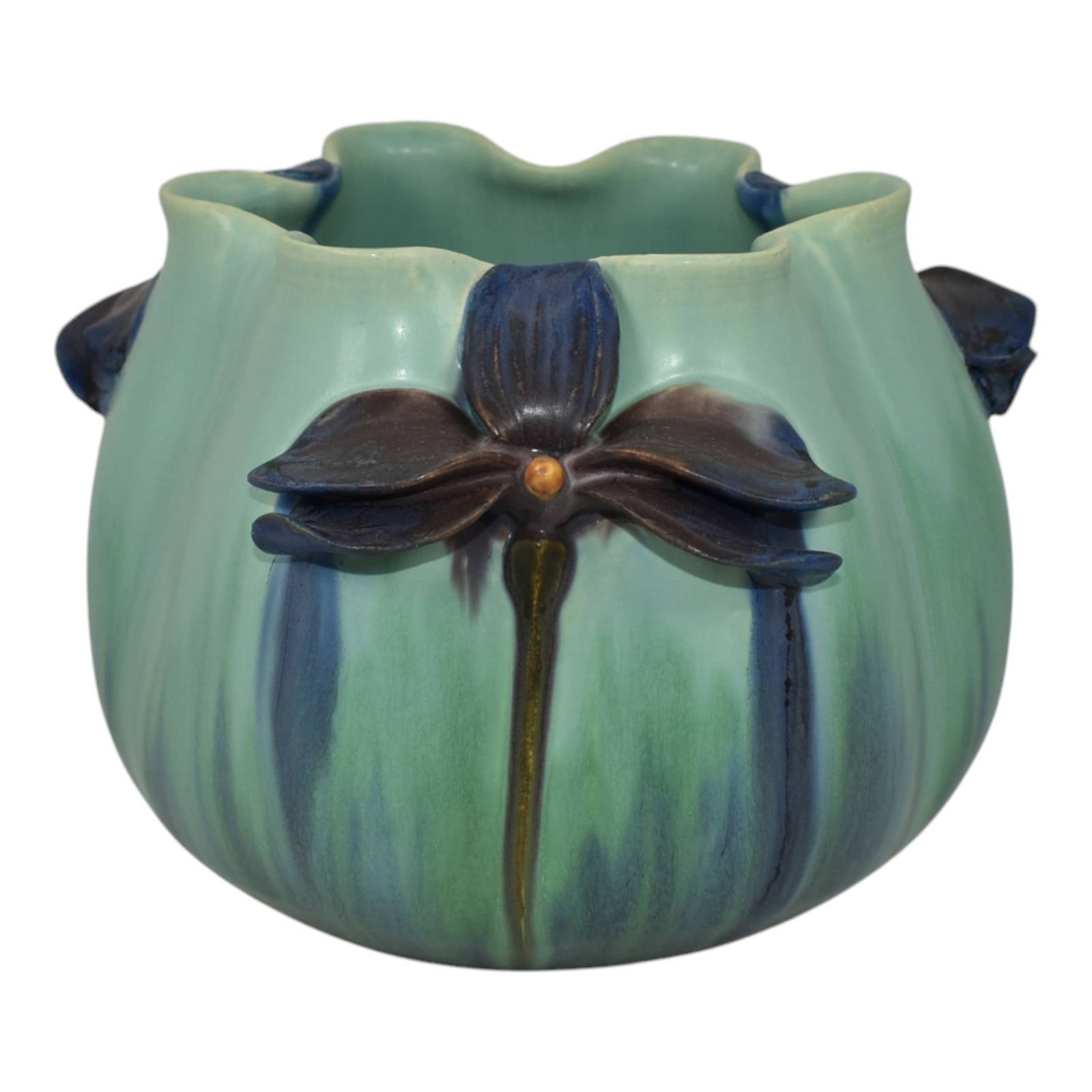 Ephraim Faience 2020 Hand Made Pottery Blue Green Ceramic Vase Auction