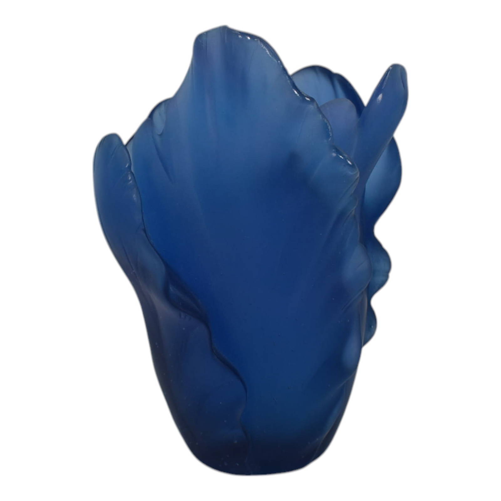 Daum Nancy France Pate De Verre Crystal Art Glass Deep Blue Tulip Vase ...