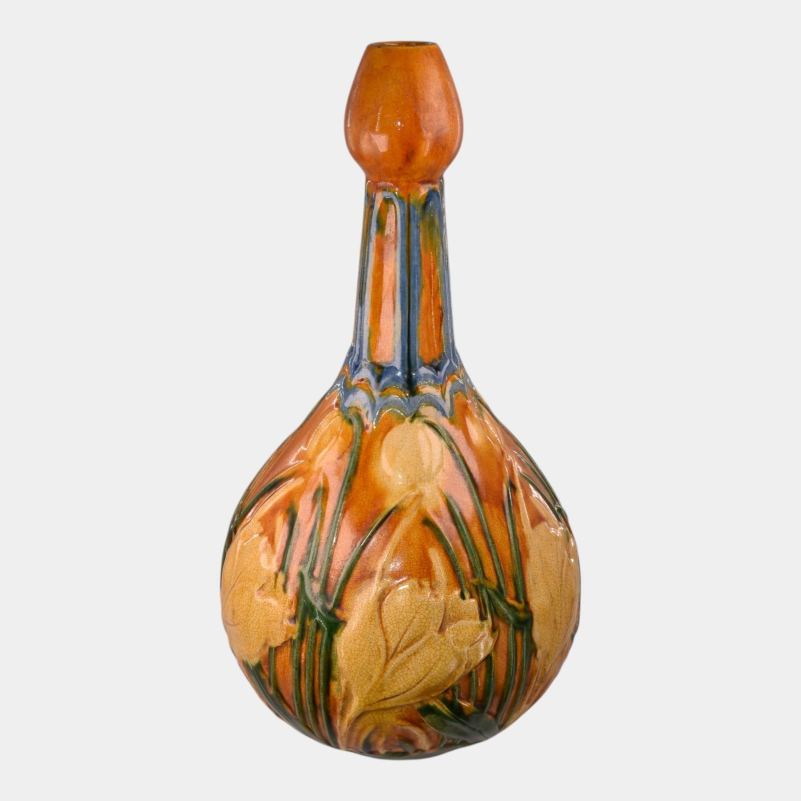 Frederick Hurten Rhead Wardle Vintage English Pottery Orange Tulip Tall ...