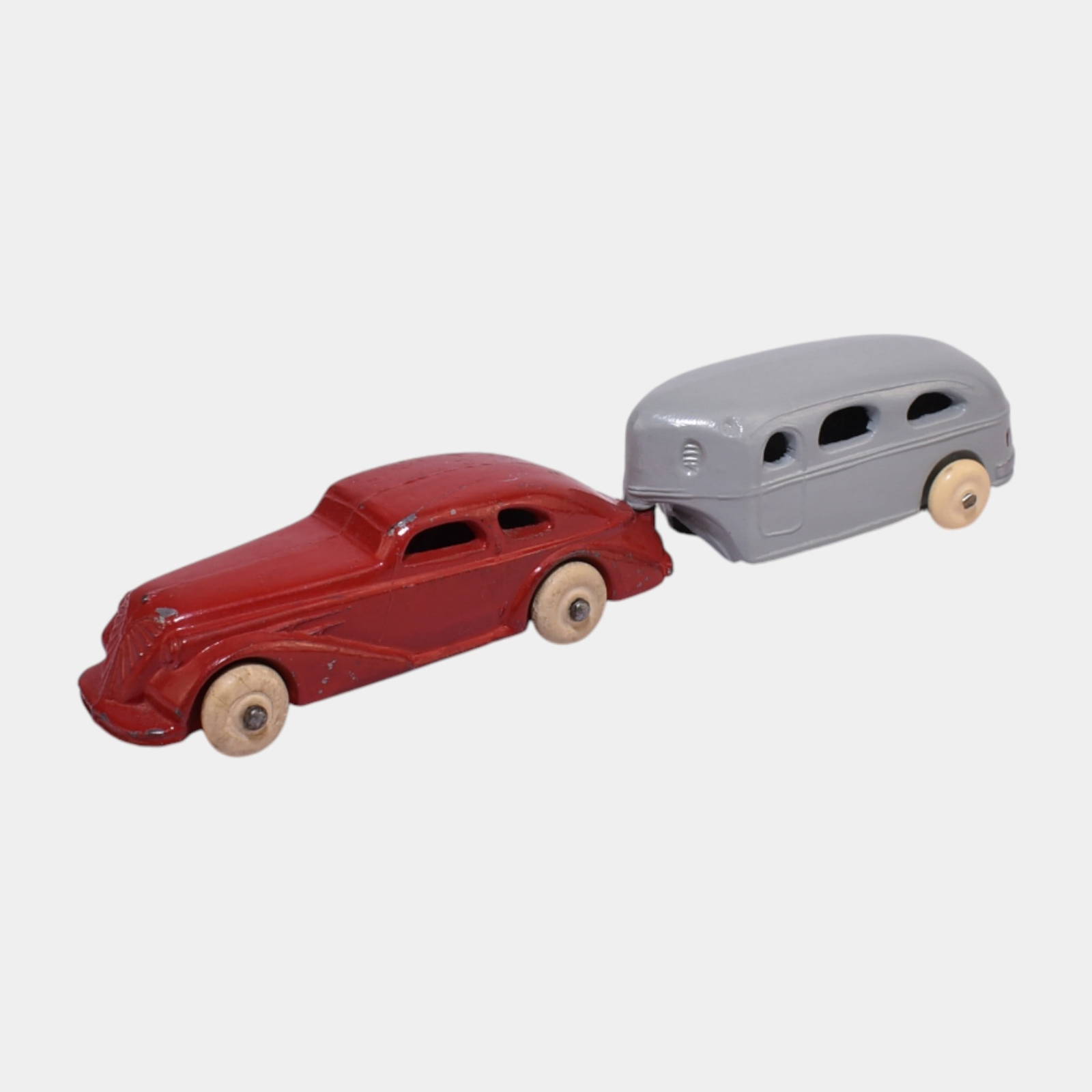 Barclay Usa 1930s Red And Gray Slush Cast Toy Sedan Car And Trailer Auction
