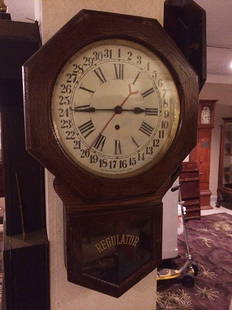 Arthur Pequegnat Clock Co Oak Wall Clock