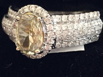 Fancy Yellow Canary Diamond Stackable Ring Band 14kt Wh