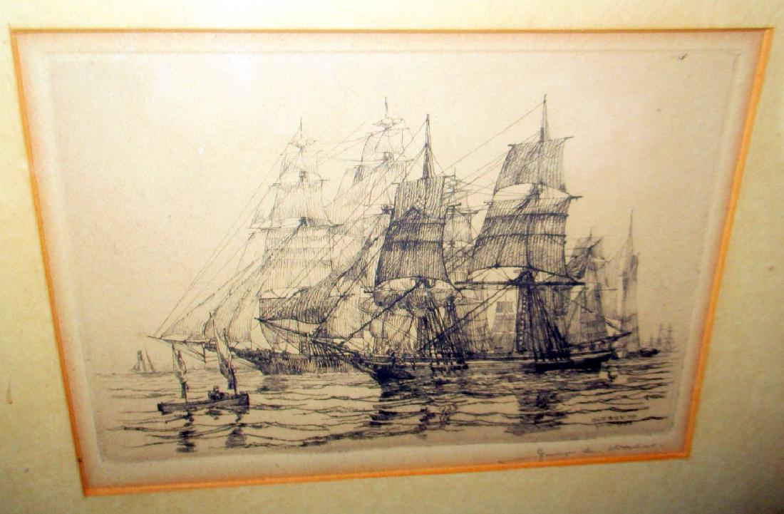 Etching of Sail Ships by Geo C. Wales