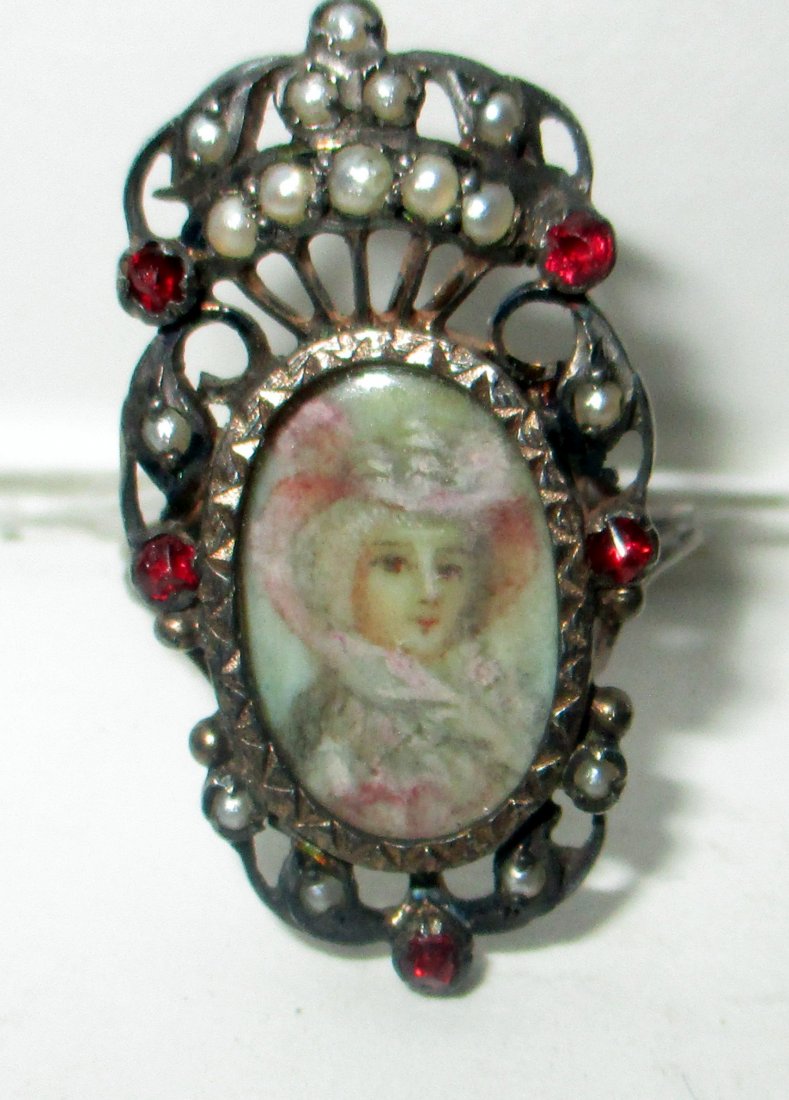 Antique Hand Painted Portrait Ring