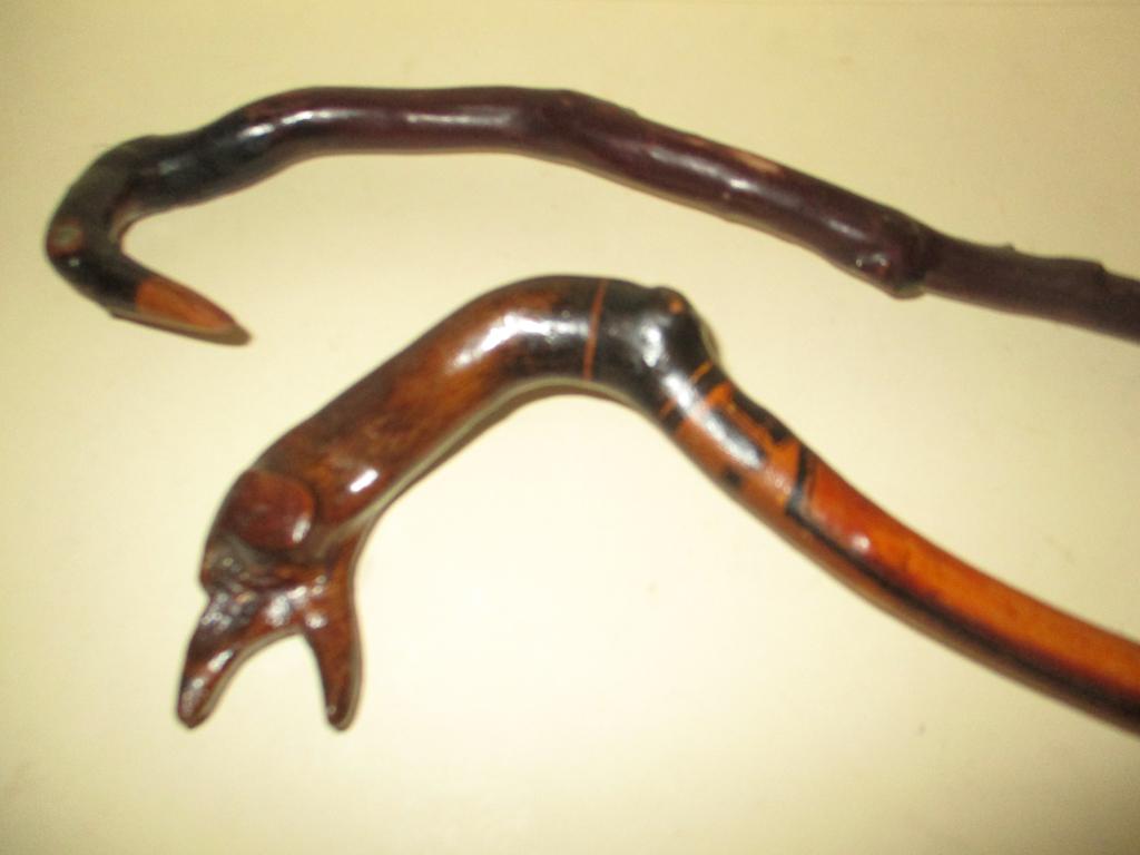 Two Folk Art Walking Sticks