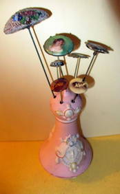 Vintage Hat Pins And Porcelain Hat Pin Holders