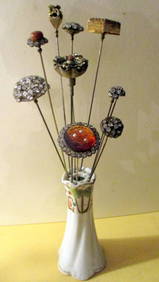 Vintage Hat Pins And Porcelain Hat Pin Holders