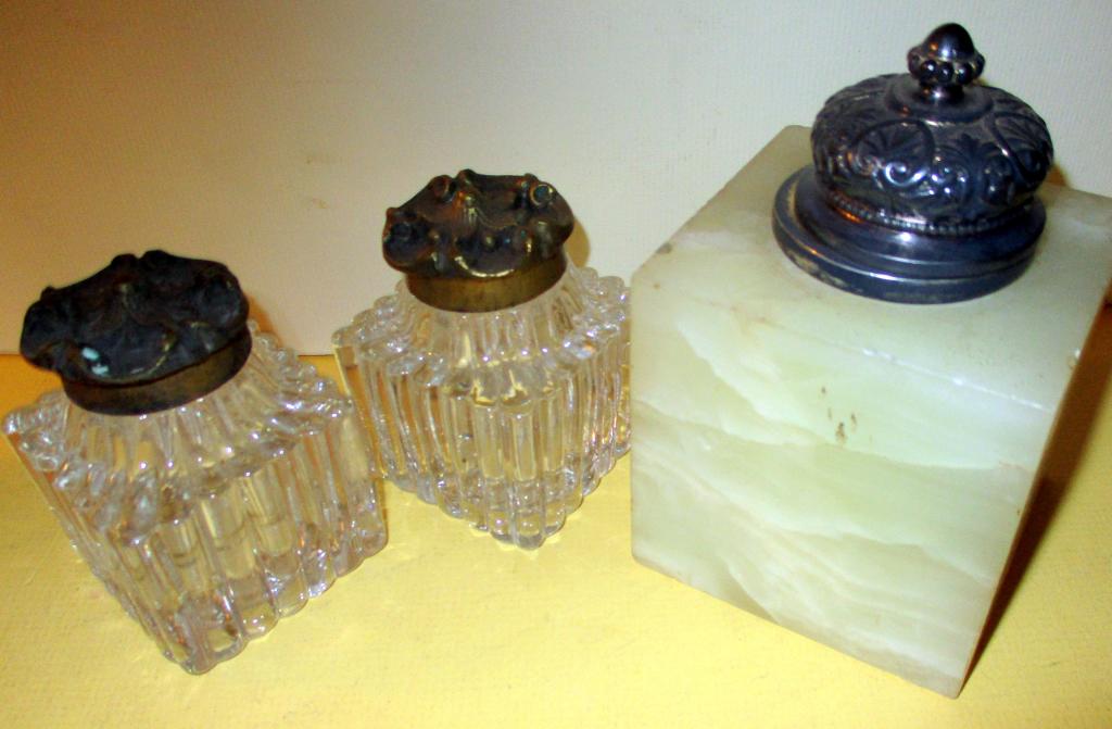 Three Vintage Victorian Inkwells