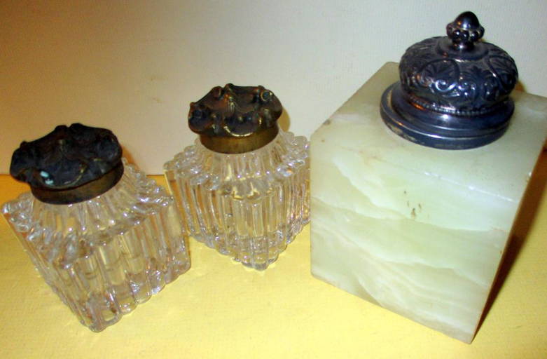 Three Vintage Victorian Inkwells