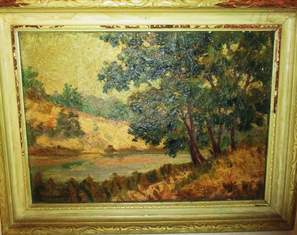 Impressionist Oil Painting Of Landscape With Tree Auction