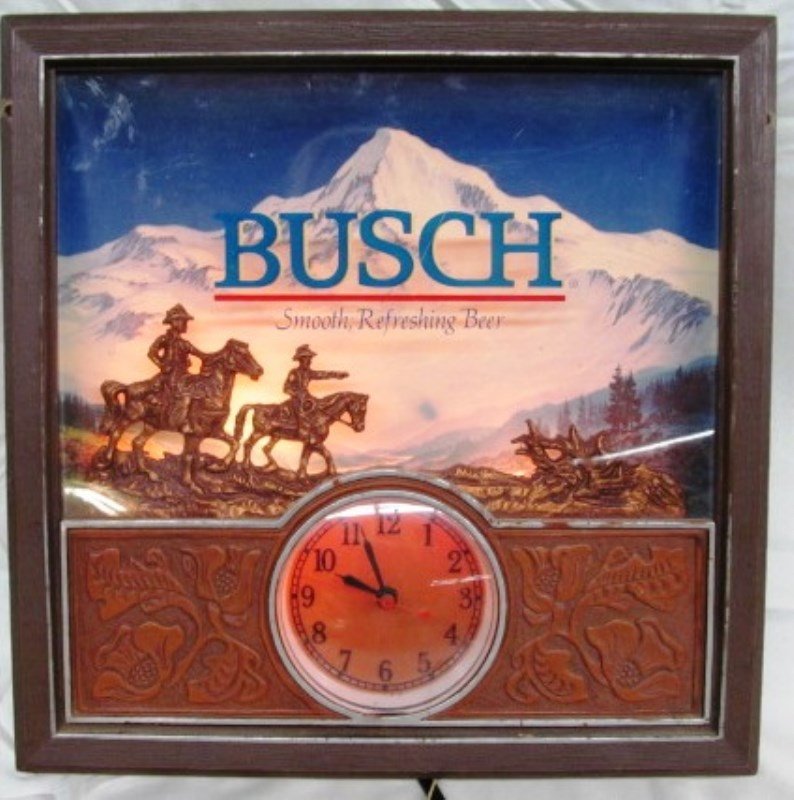 Vintage BUSCH BEER Light Up Wall Clock
