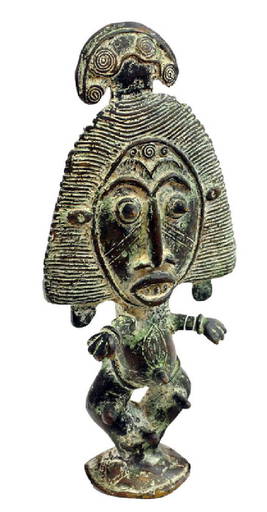 African Artifact Bronze Funeral Figure Yoruba