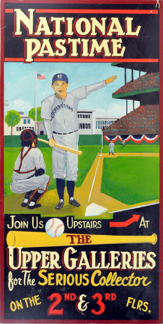 Vintage Handpainted Baseball Sign Cooperstown Ny