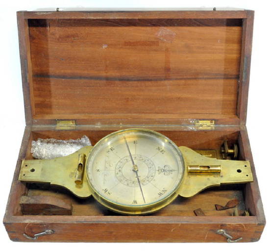 Antique Brass S. Thaxter Compass In Box
