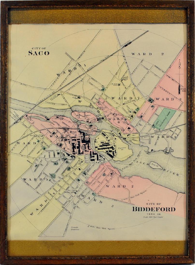 Original 1884 Map Of Biddeford/saco Maine