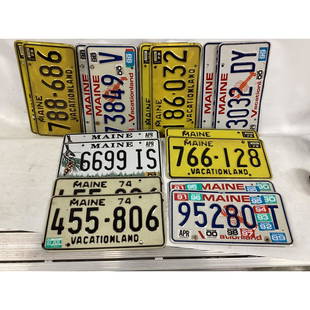 Two Sets Of Vintage Maine License Plates