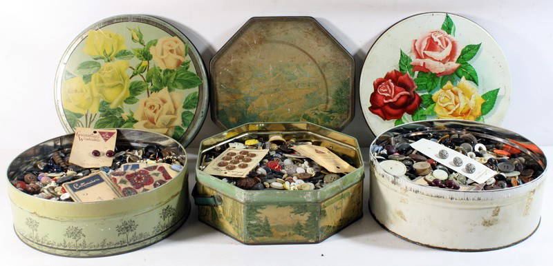 3 Tins Of Buttons