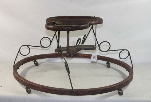 270: Antique wooden baby walker