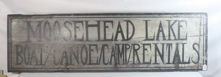 Wooden Sign 16x54 Painted Black Gray And Silver Adv